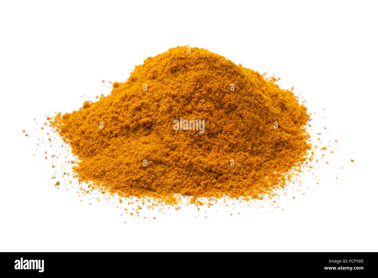 Heap of yellow turmeric powder on white background Stock Photo - Alamy