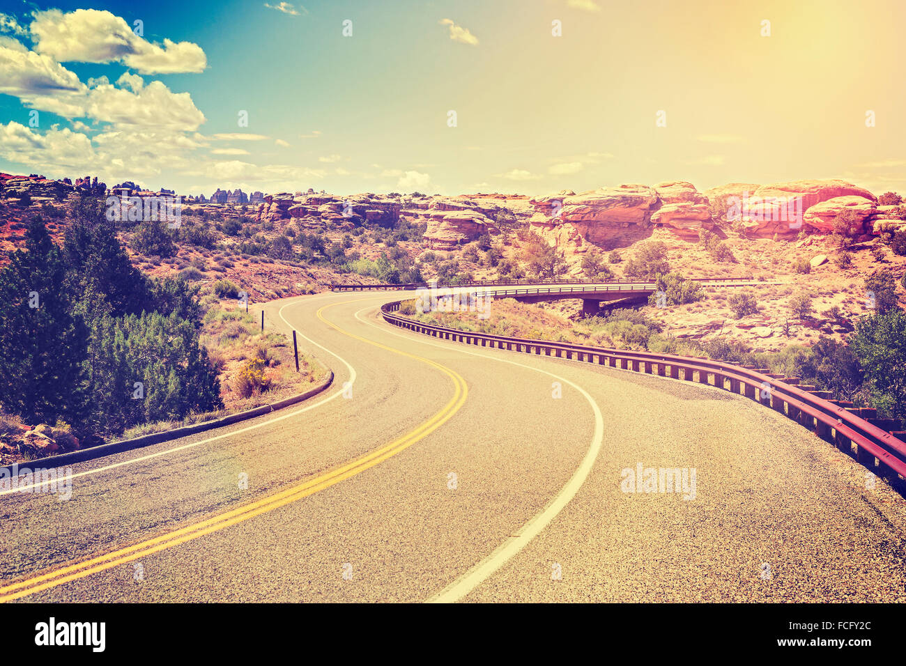Vintage stylized s shape country road, USA Stock Photo - Alamy