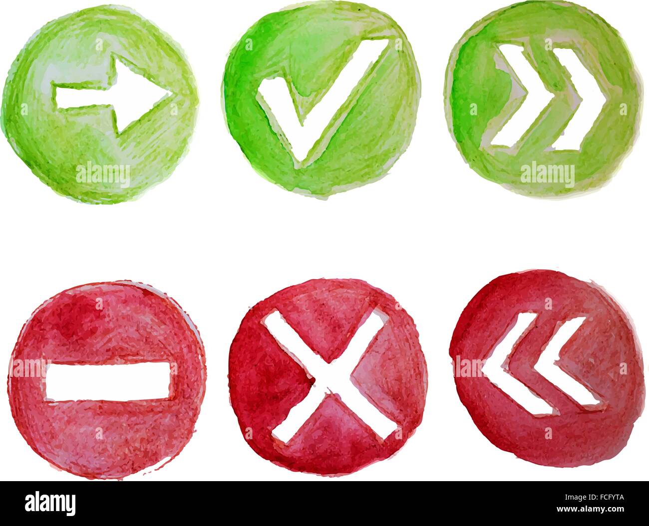green and red vector watercolor icons Stock Vector Image & Art - Alamy