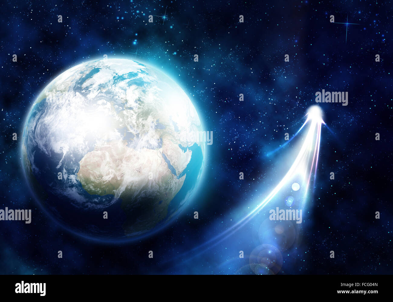 Space image of planet Earth and satellite. Elements of this image are ...
