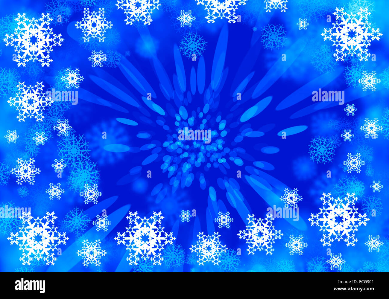 Blue Christmas background with snowflakes and lights Stock Photo - Alamy