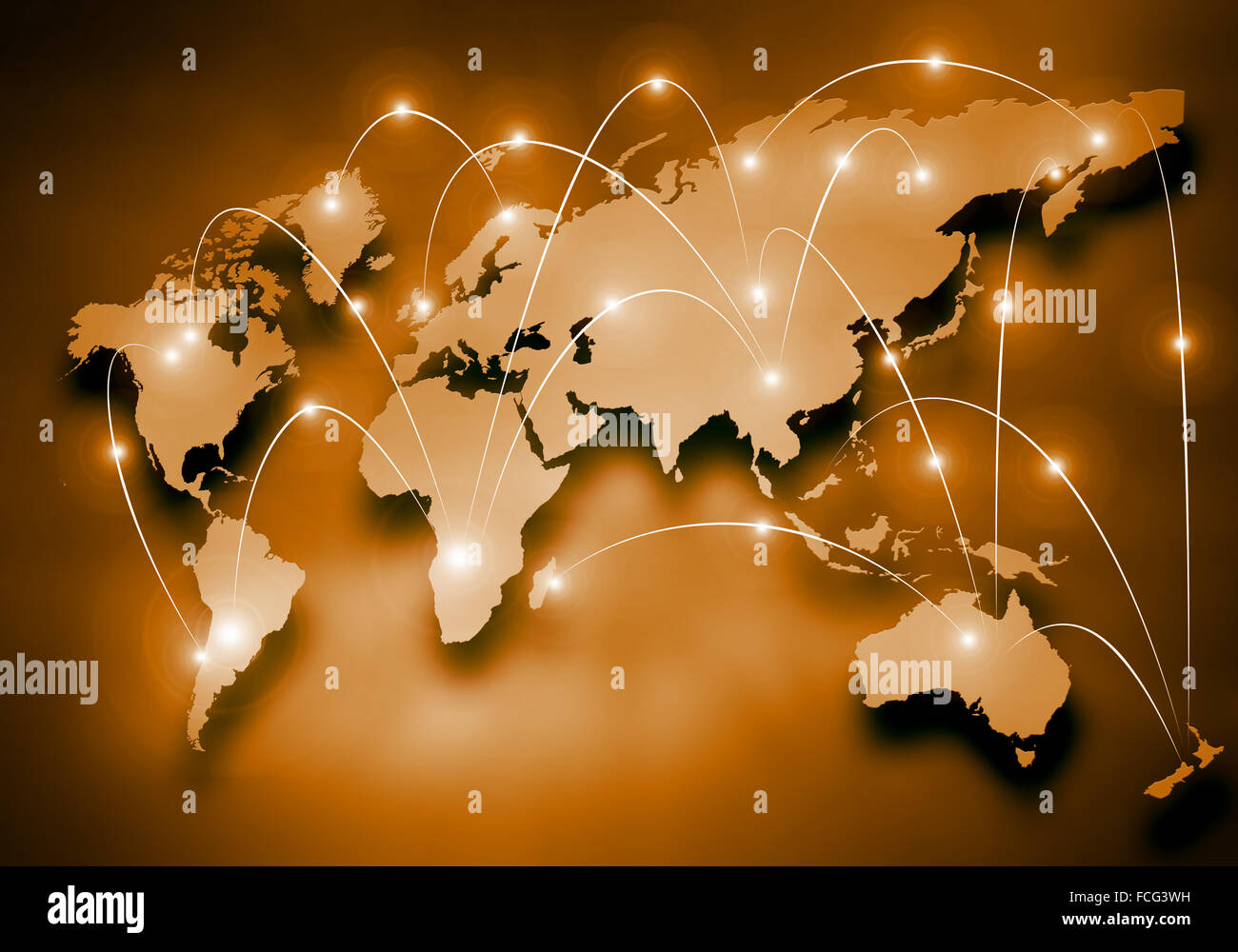 Background digital image of world map with connection lines Stock Photo ...