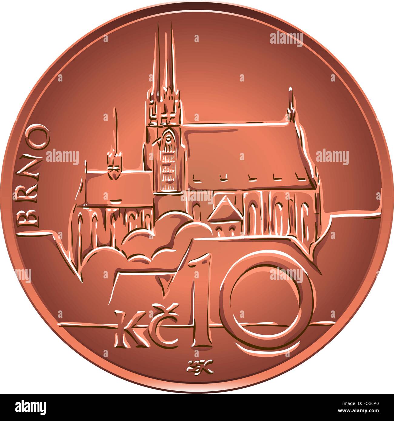 vector gold Money ten czech crones coin reverse Stock Vector Image ...