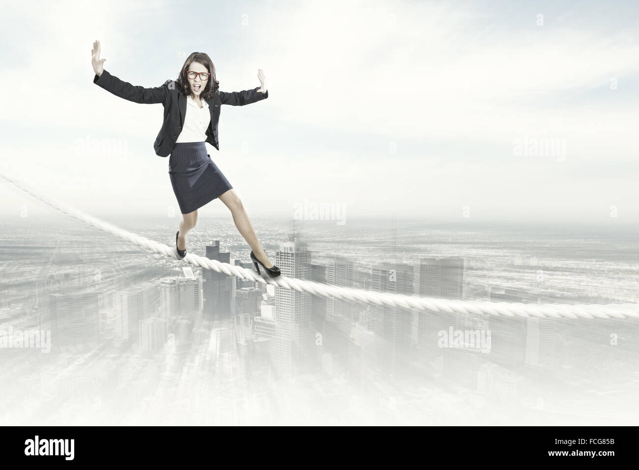 Girl balancing on rope walk hi-res stock photography and images - Alamy
