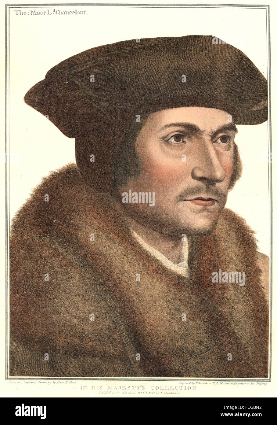 HOLBEIN-HENRY VIII: Sir Thomas More (Moor) Lord Chancellor (Bartolozzi ...