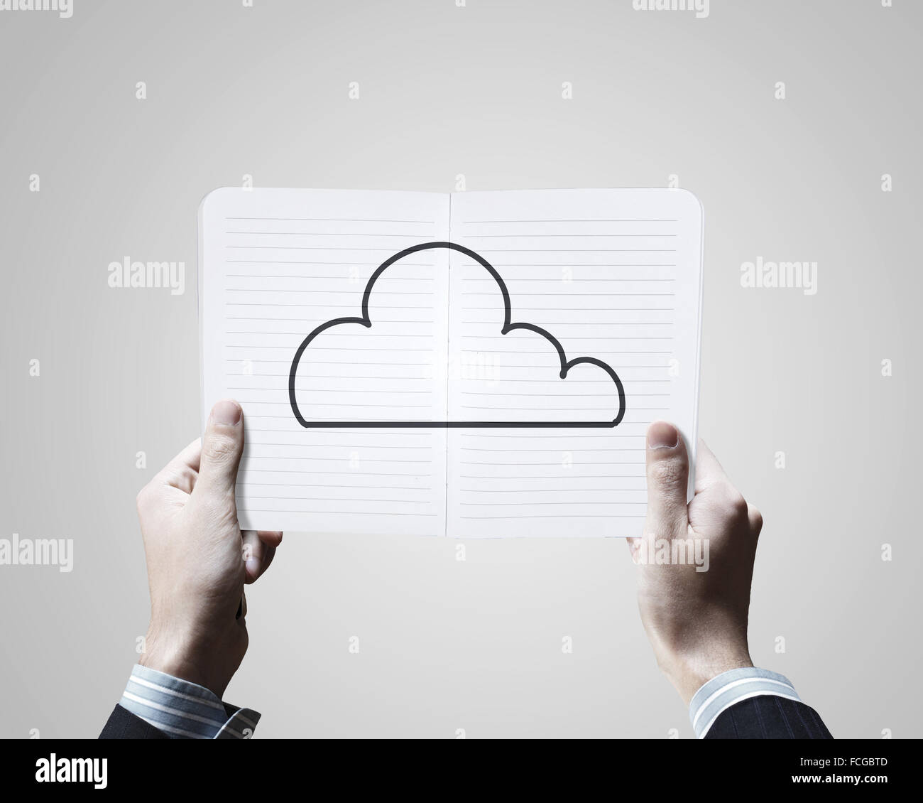 Close up of male hands holding opened notepad Stock Photo - Alamy