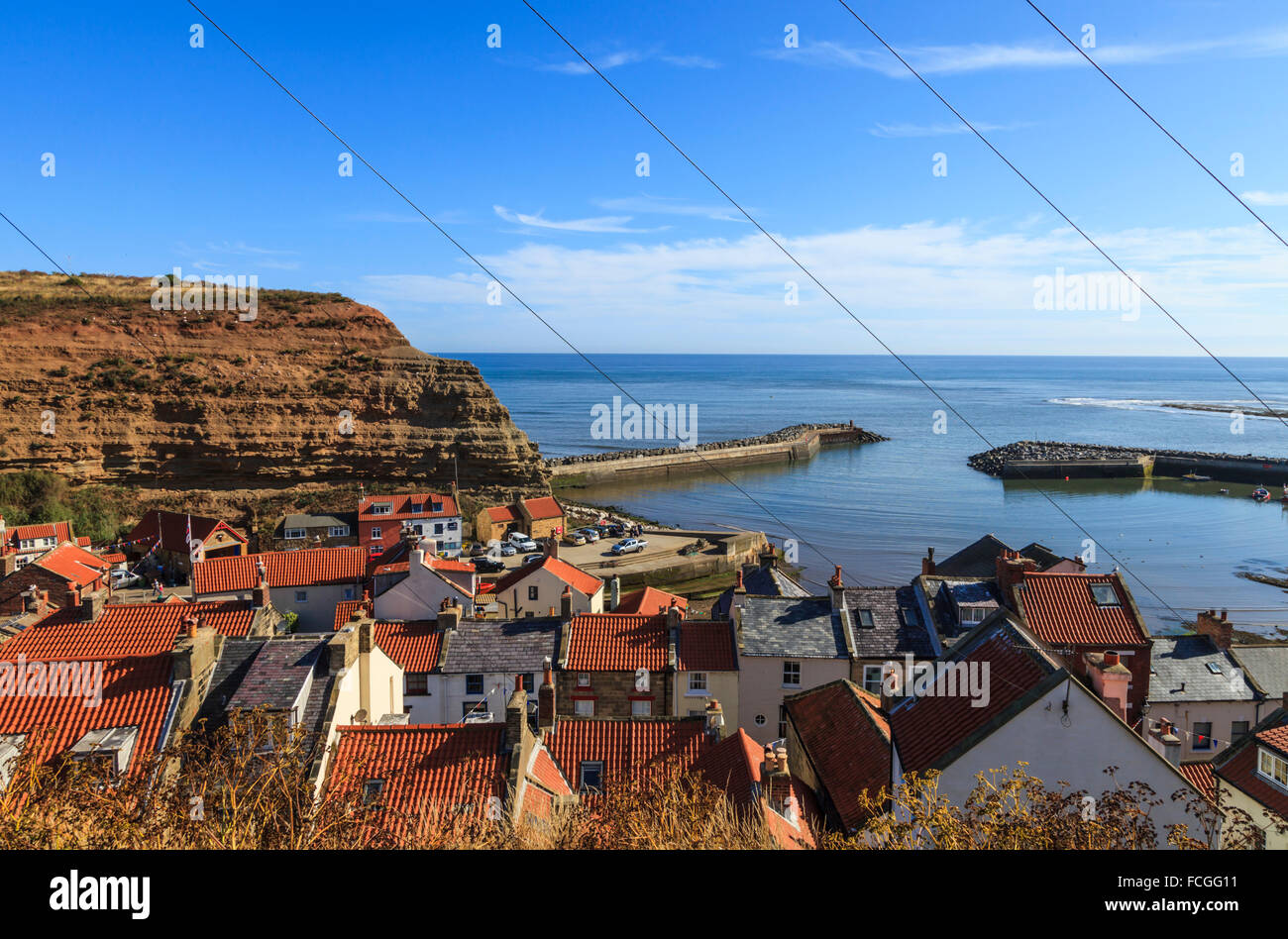 Staithes village and harbour, on the East Coast of Yorkshire England ...