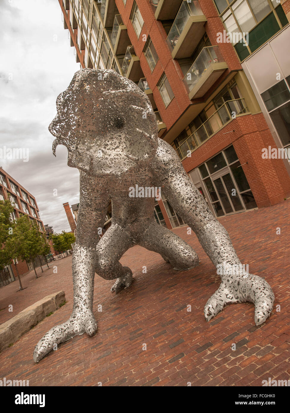 Metal faceless monster sculpture named Koilos by artist Michael ...