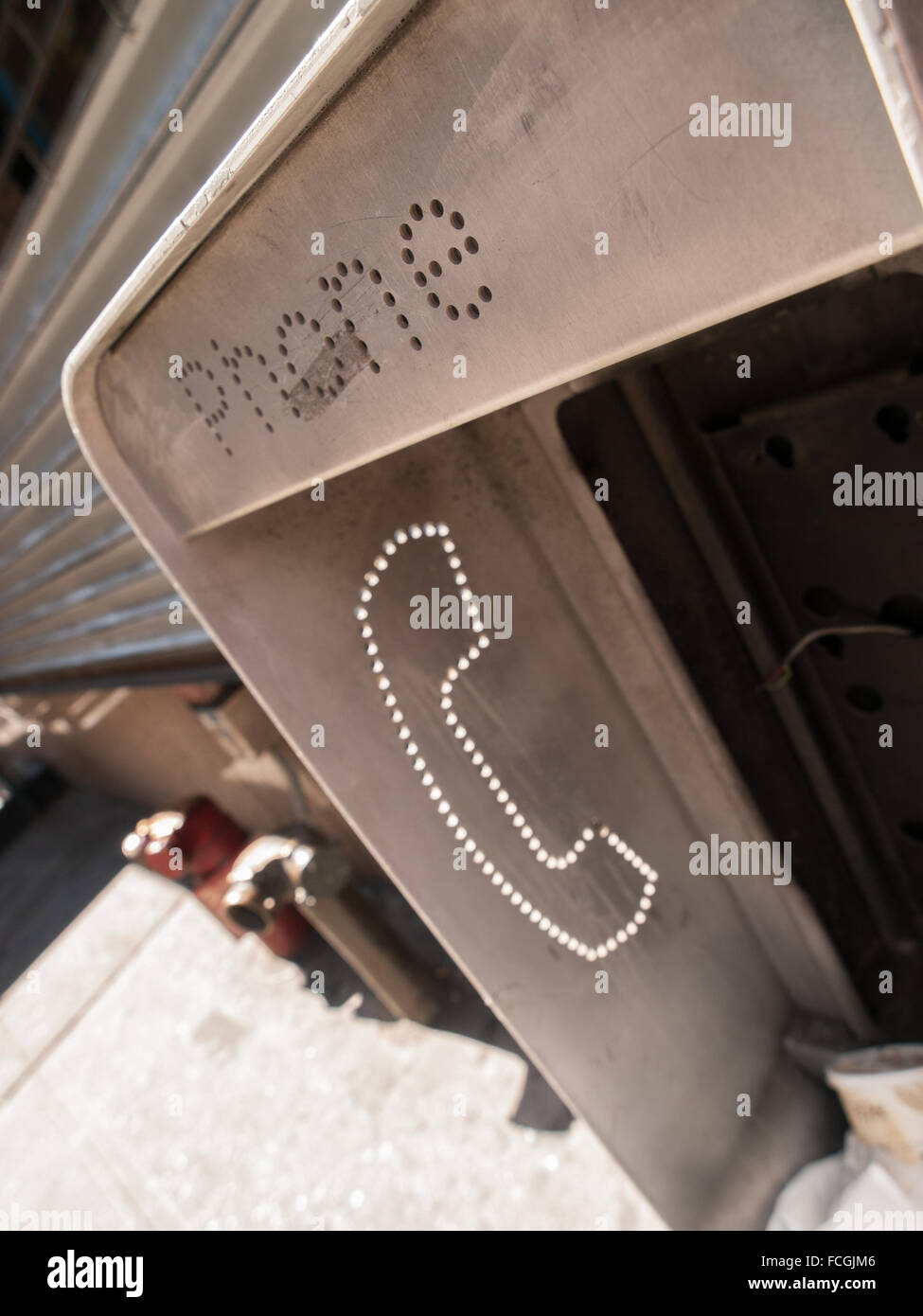 Dirty abandoned metal phone booth in Manhattan, New York City, USA ...