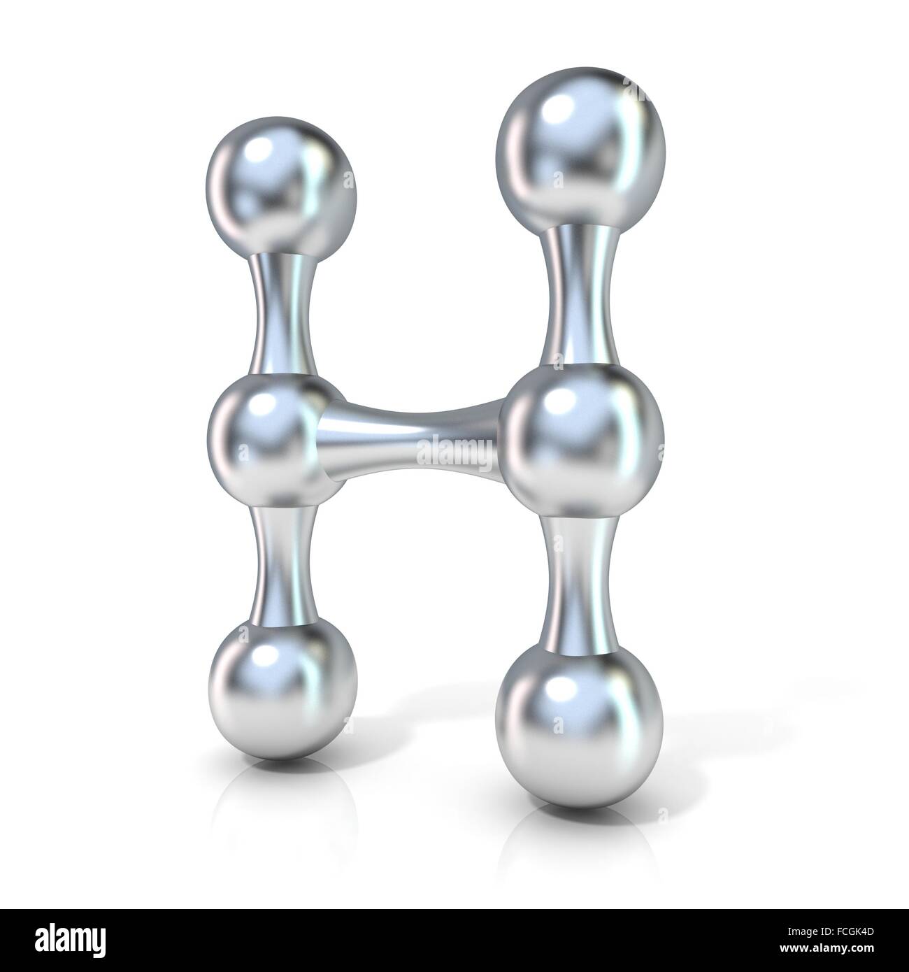 Molecular font collection letter - H. 3D render illustration, isolated ...