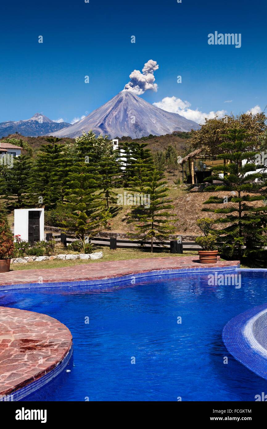 Luxury resort and Volcano of Fire. Colima, Mexico Stock Photo - Alamy
