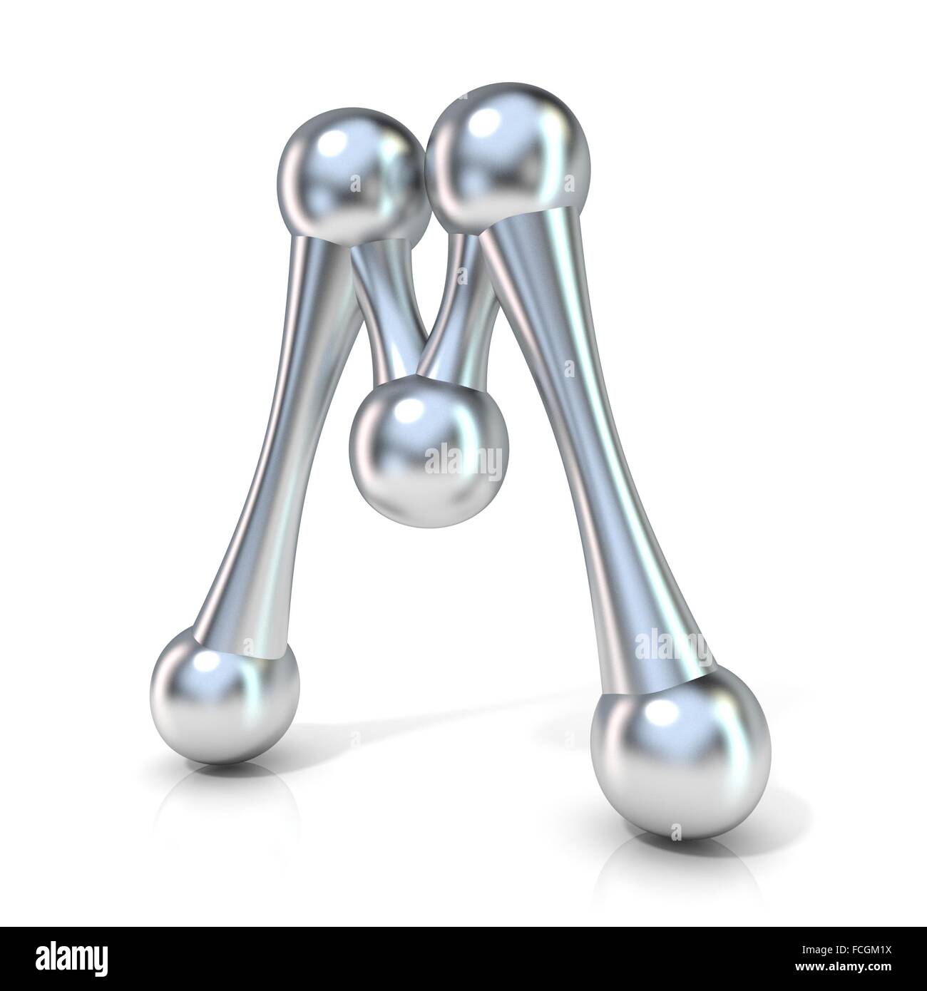Molecular font collection letter - M. 3D render illustration, isolated ...