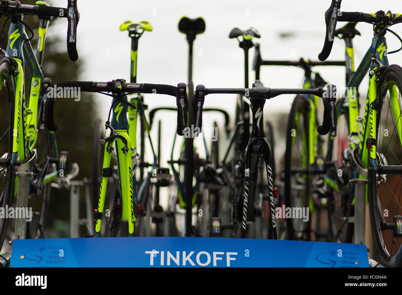 Adelaide, Australia. 21st Jan, 2016. Tinkoff spare bike, pre-race ...