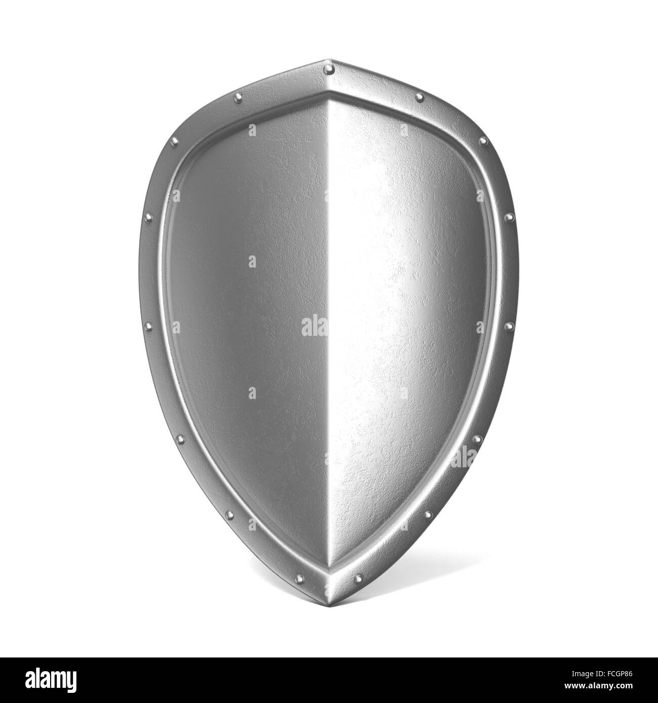 Metal shield. 3D render illustration isolated on white background Stock ...