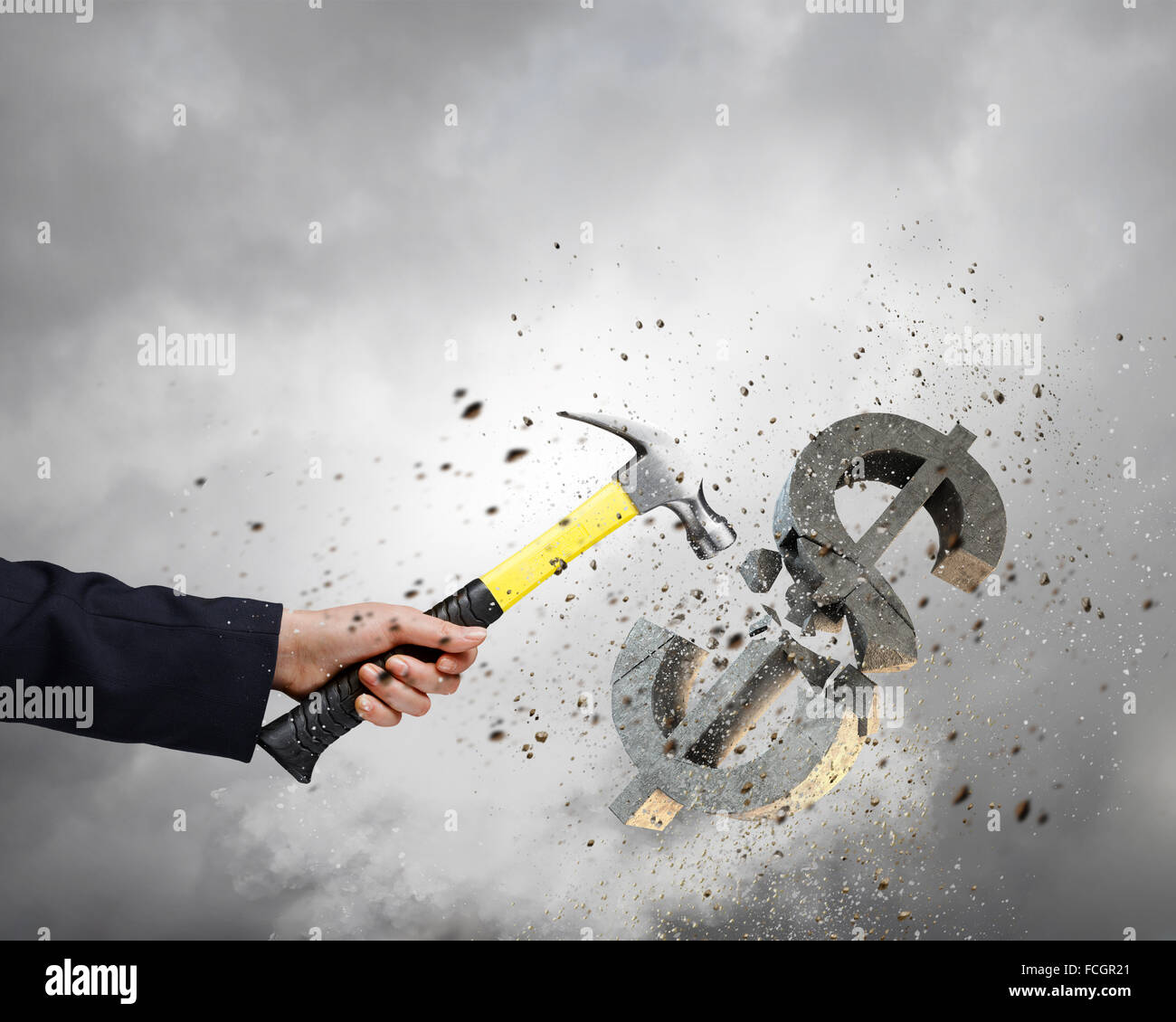 Hand businessman hammer banking hi-res stock photography and images - Alamy