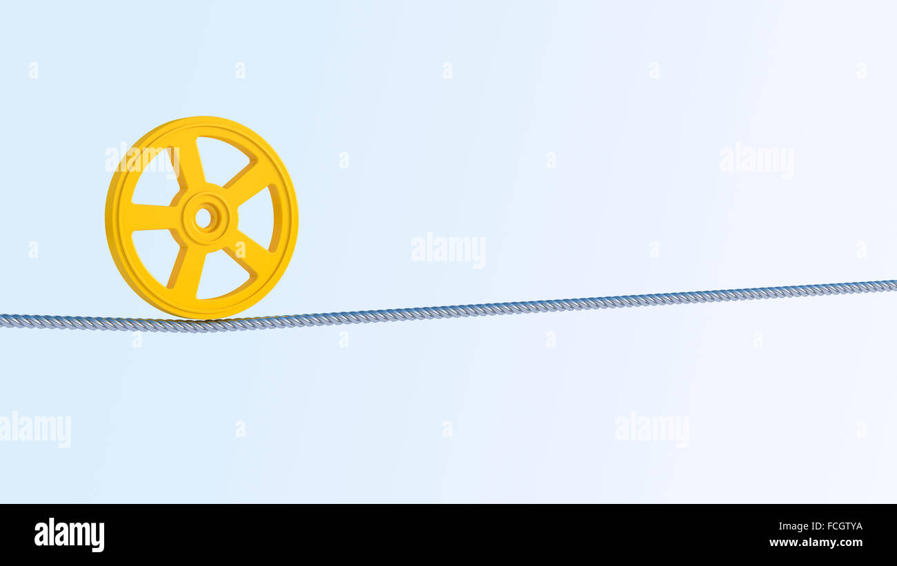 3D Rendering balance object wheel on steel rope Stock Photo - Alamy