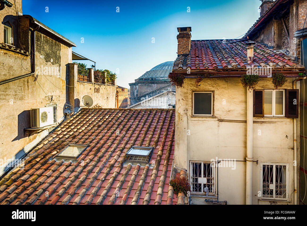 the rooftops of Rome, Italy Stock Photo - Alamy