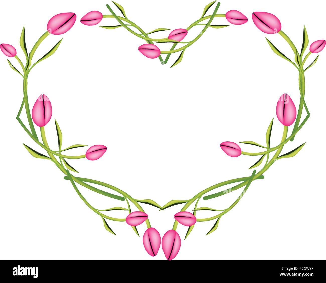 Love Concept, Illustration of Pink Tulips Forming in Heart Shape ...