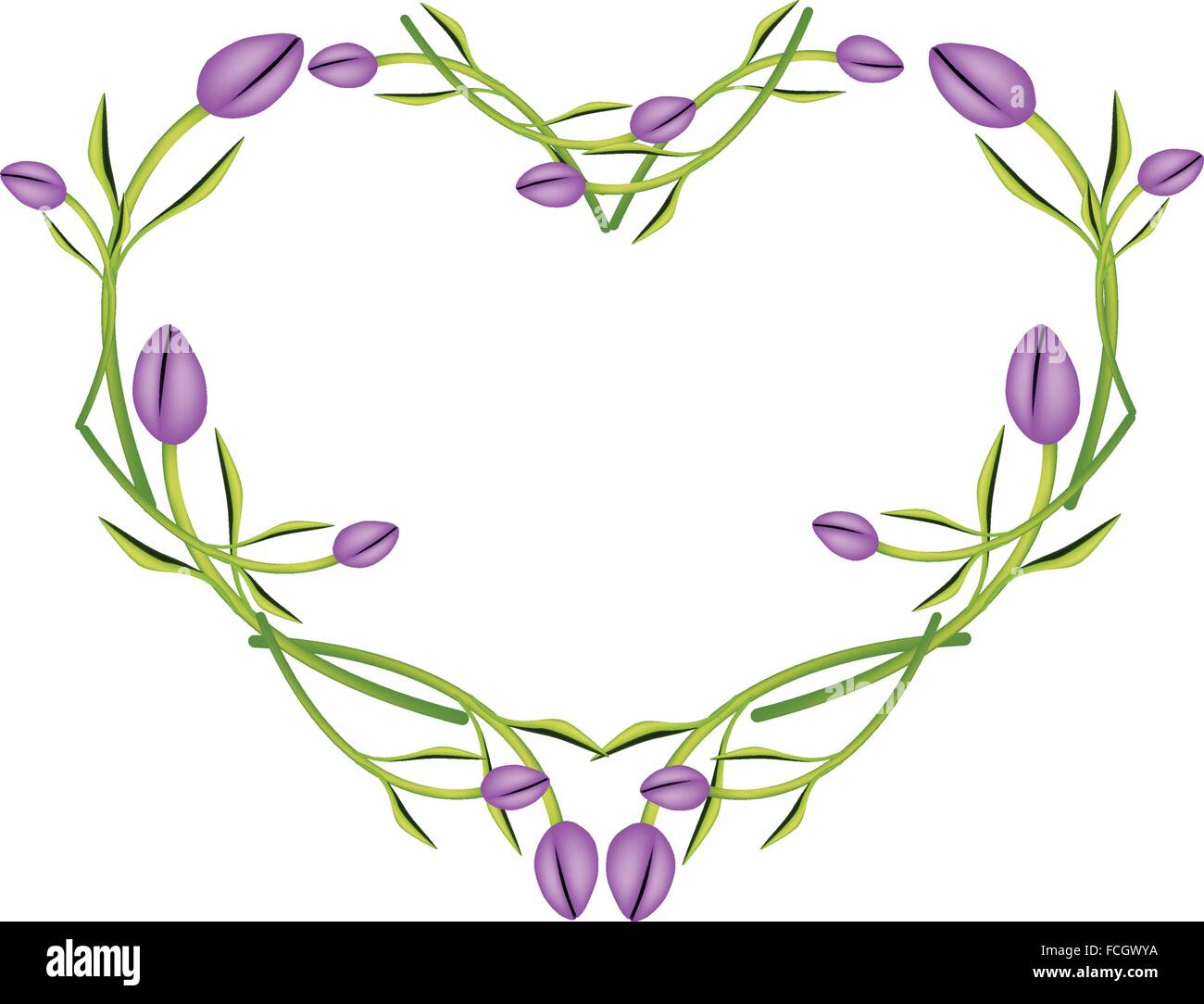 Love Concept, Illustration of Purple Tulips Forming in Heart Shape ...