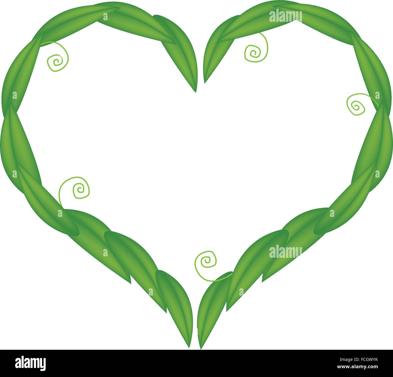 Love Concept, Illustration of Green Leaves Forming in Heart Shape ...
