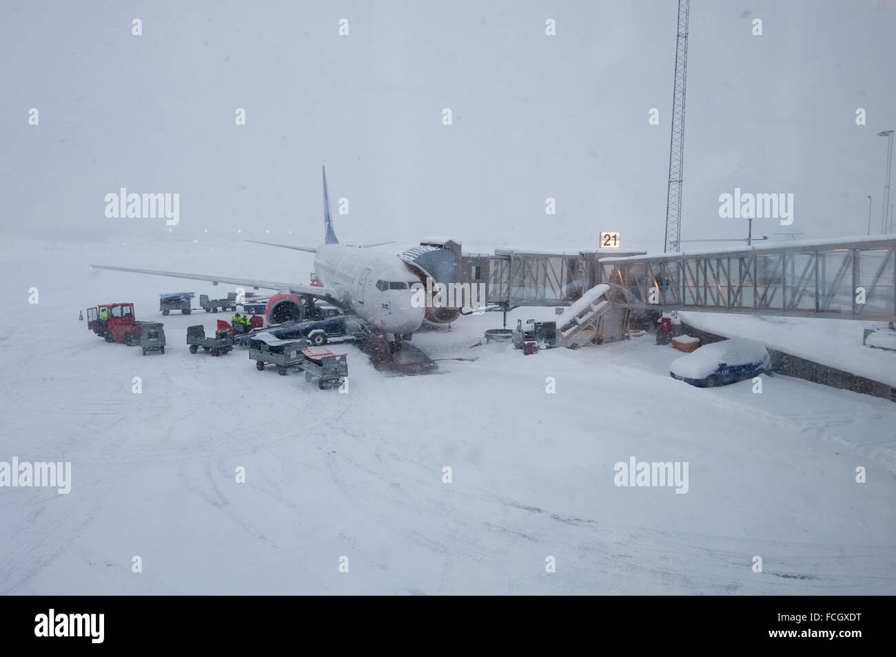 Snow storm on Tromsø airport Stock Photo - Alamy