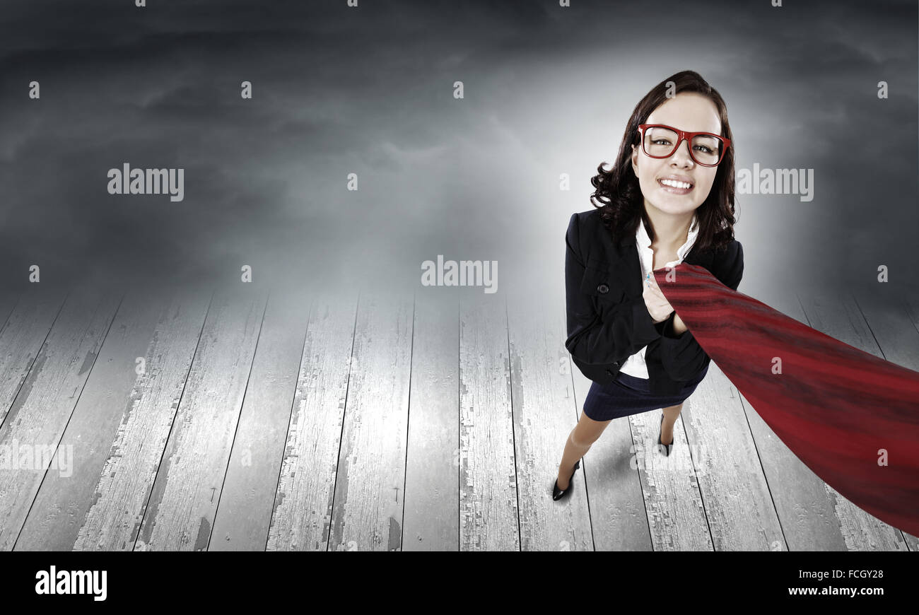 Top view of businesswoman pulling tie of boss Stock Photo - Alamy