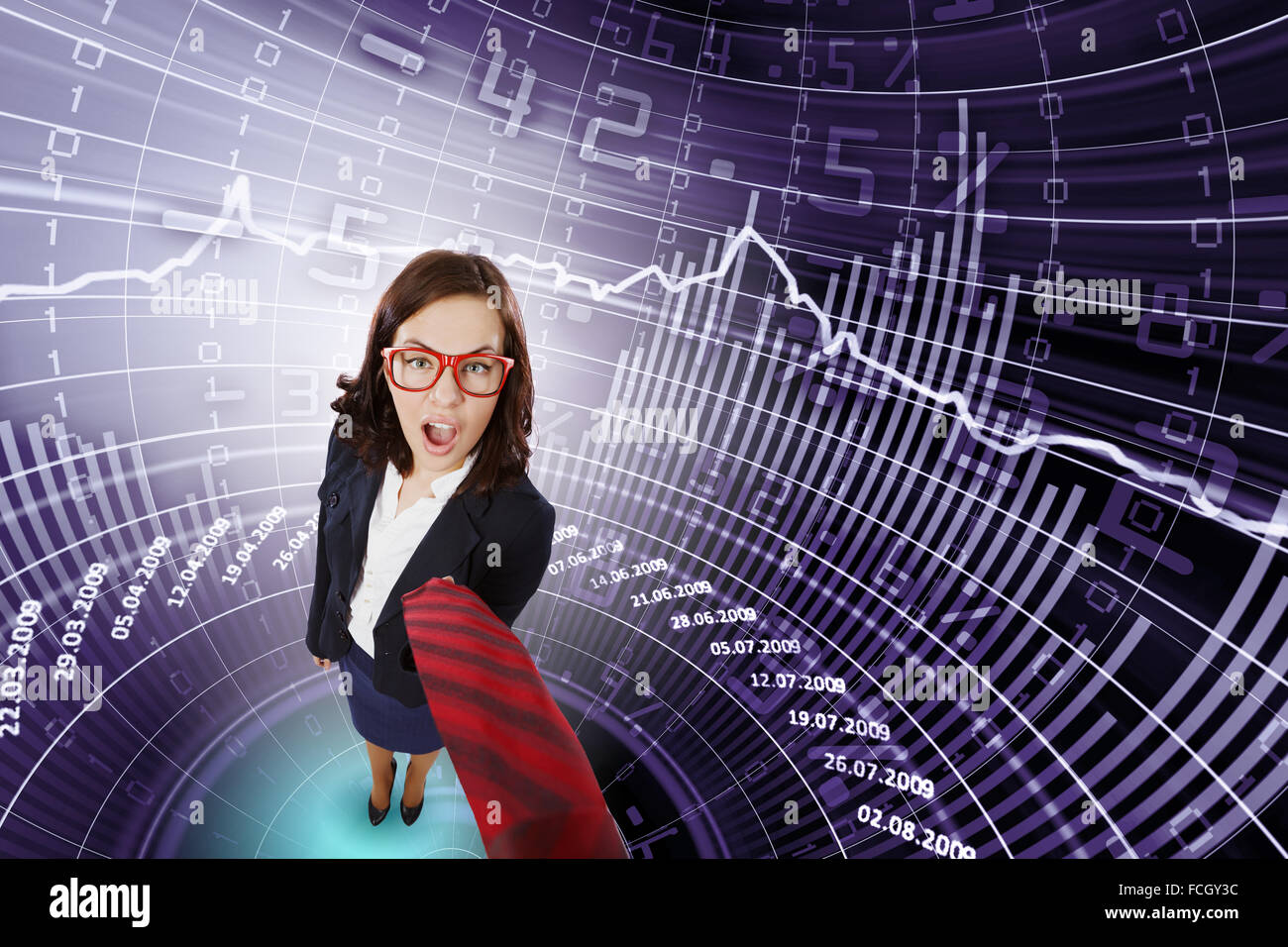 Top view of businesswoman pulling tie of boss Stock Photo - Alamy