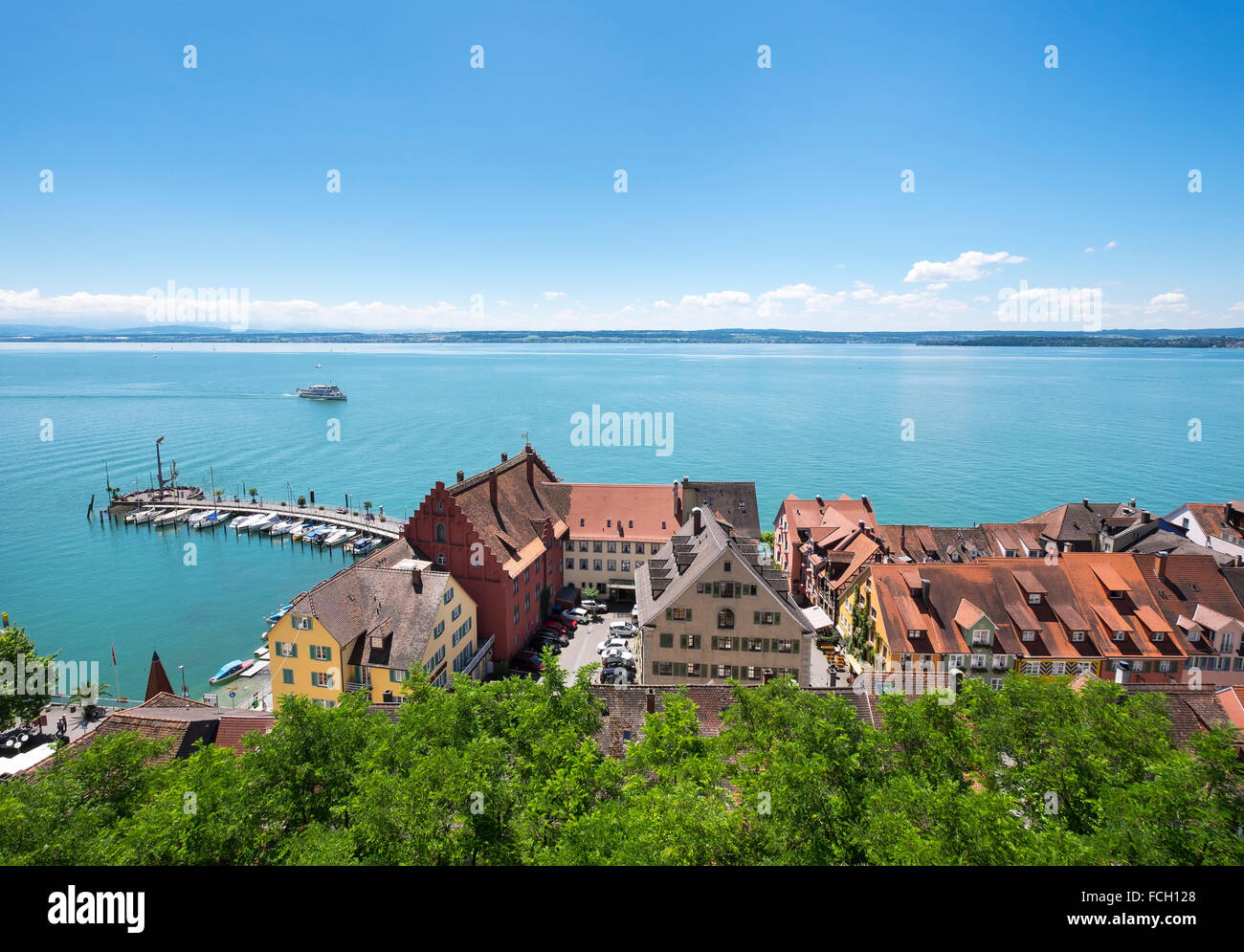 Germany Meersburg Lake Constance harbour and lower city Stock Photo - Alamy
