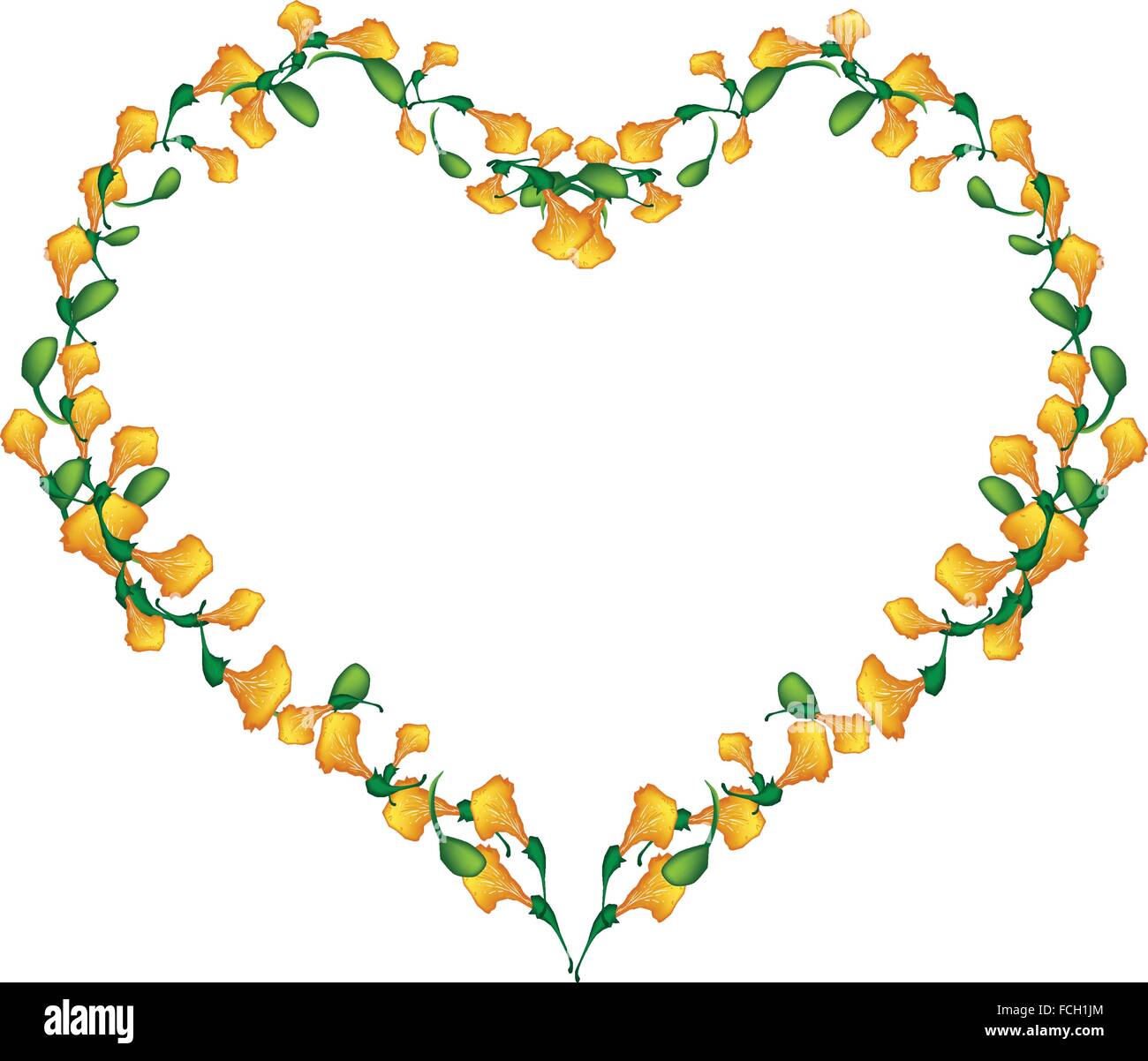 Love Concept, Illustration of Yellow Padauk Flowers or Papilionoideae ...