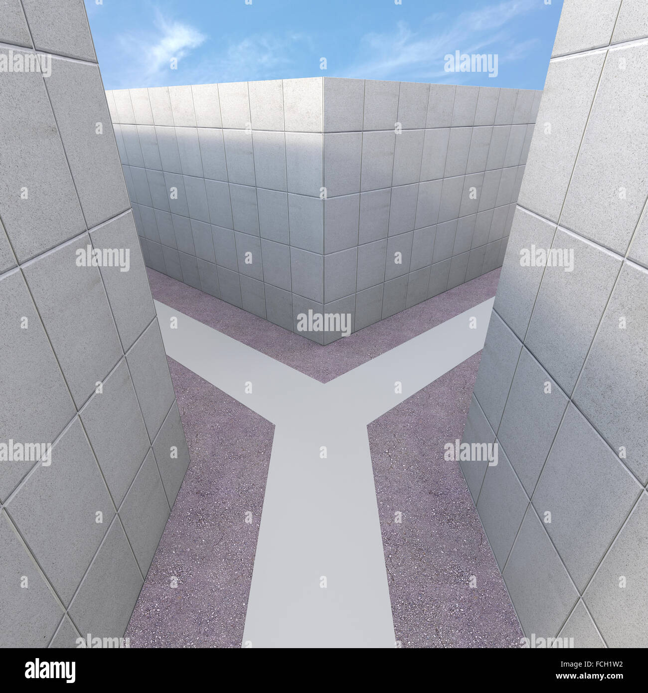 Fork path 3D Rendering Stock Photo - Alamy
