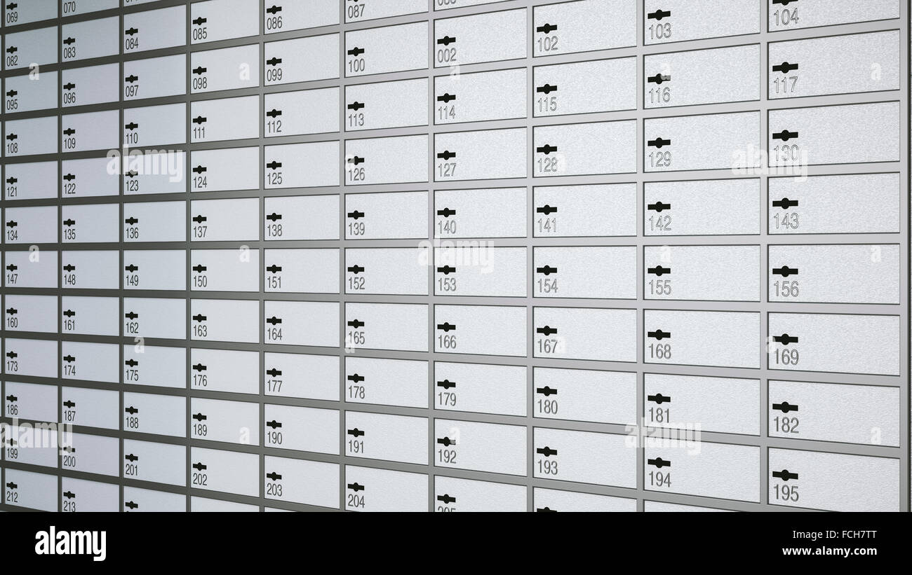 Lockers in a bank 3D Rendering Stock Photo - Alamy