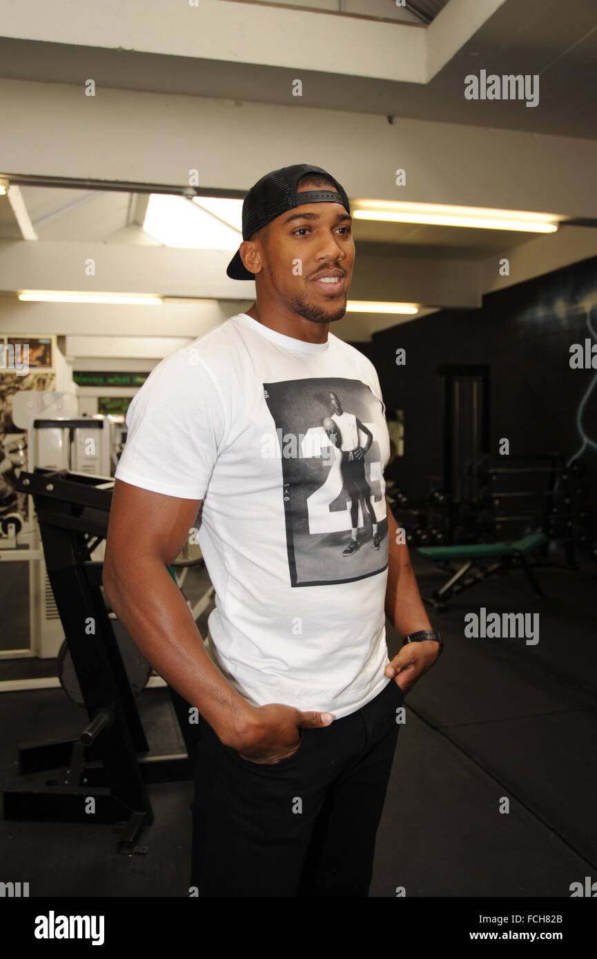 British professional boxer Anthony Joshua visiting Muscle Unit Gym ...