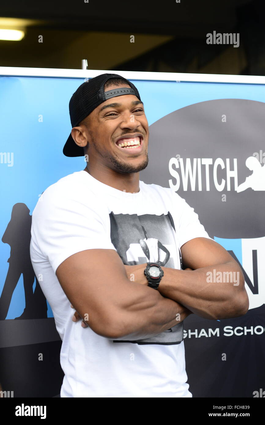 British professional boxer Anthony Joshua visiting Muscle Unit Gym ...