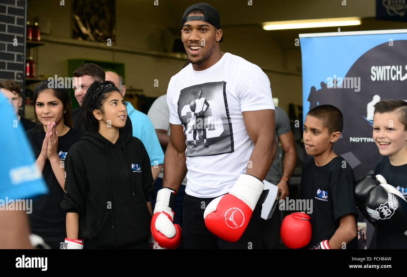 British professional boxer Anthony Joshua visiting Muscle Unit Gym ...