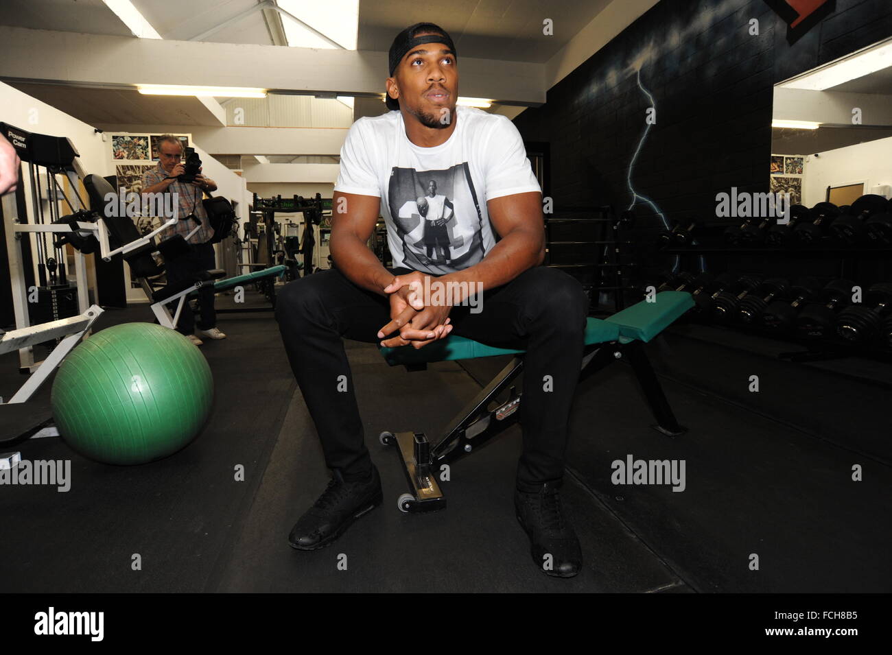 British professional boxer Anthony Joshua visiting Muscle Unit Gym ...