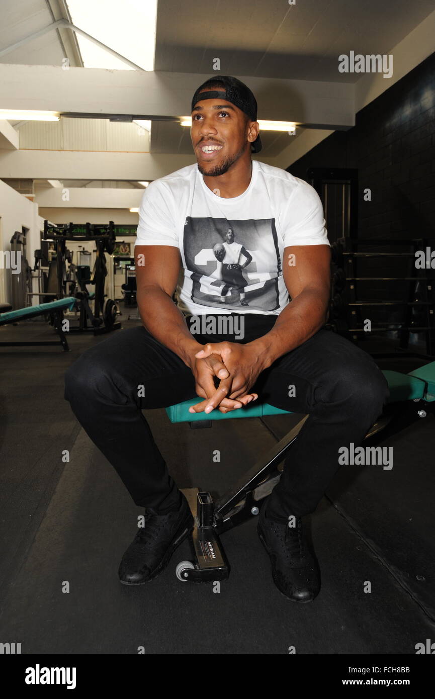 British professional boxer Anthony Joshua visiting Muscle Unit Gym ...