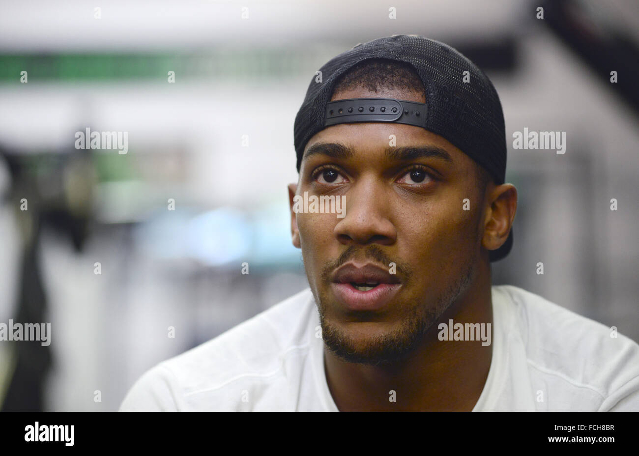 British professional boxer Anthony Joshua visiting Muscle Unit Gym ...