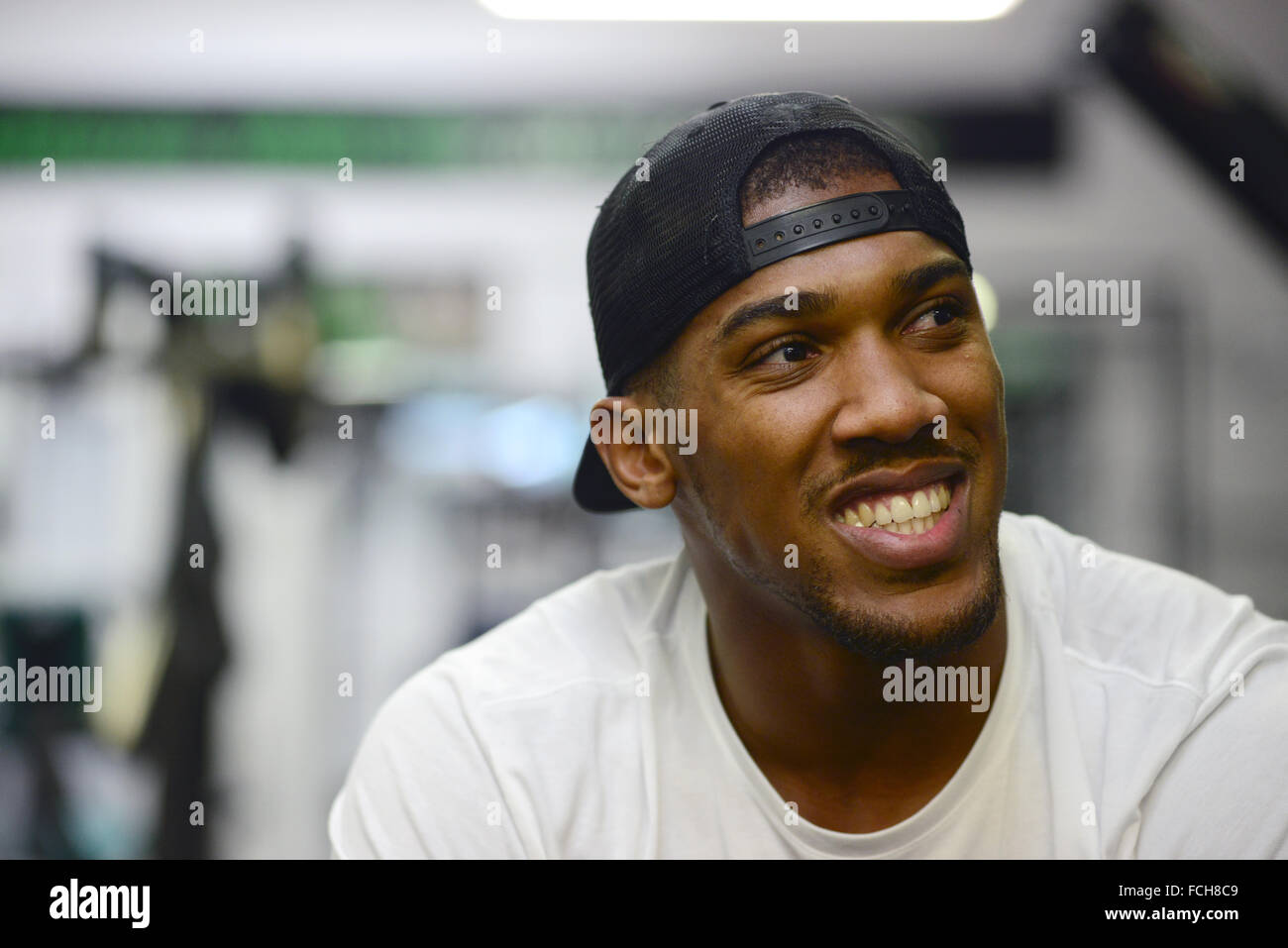 British professional boxer Anthony Joshua visiting Muscle Unit Gym ...
