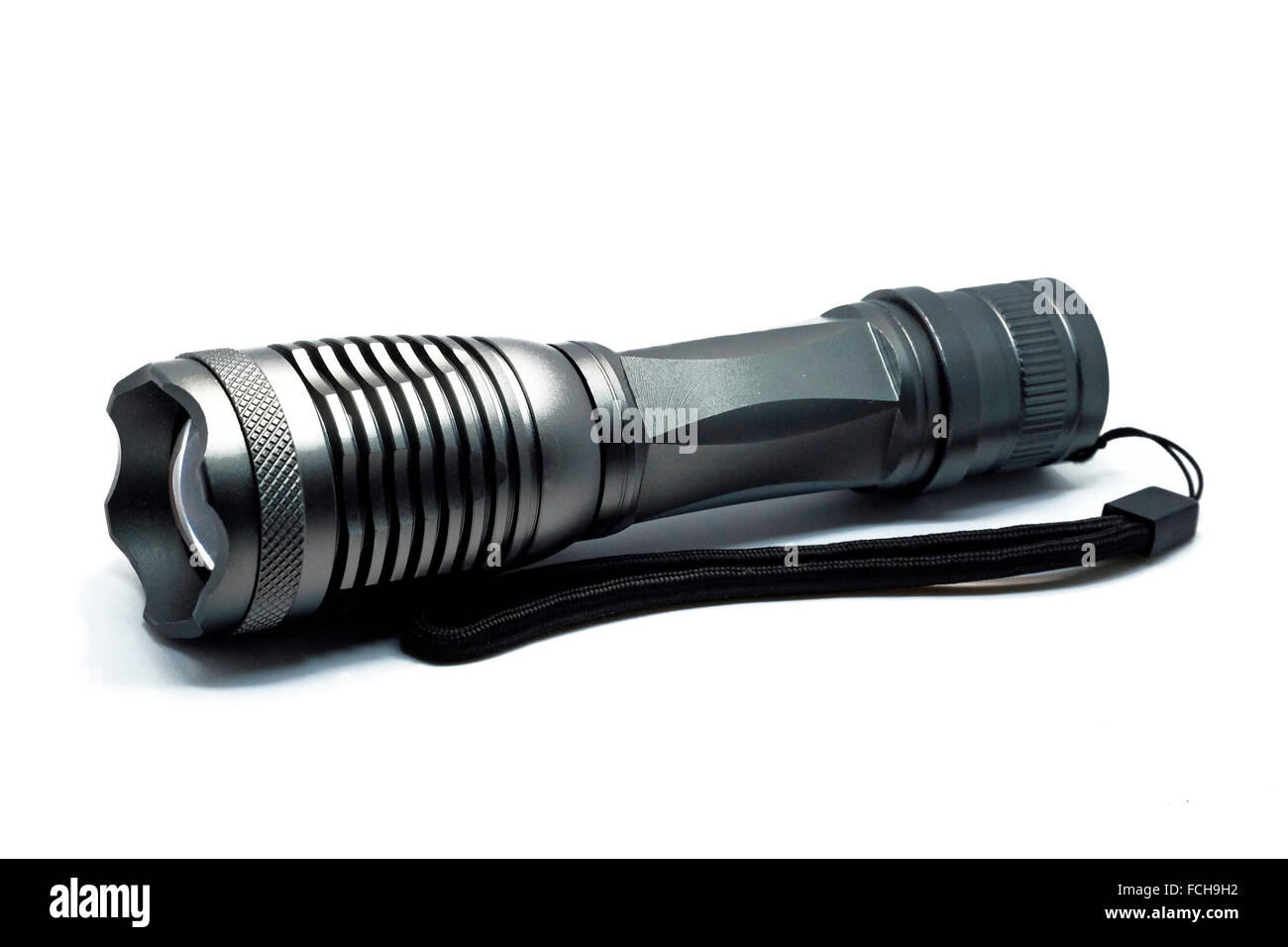Torch flashlight cut-out on white Aluminium LED Stock Photo - Alamy