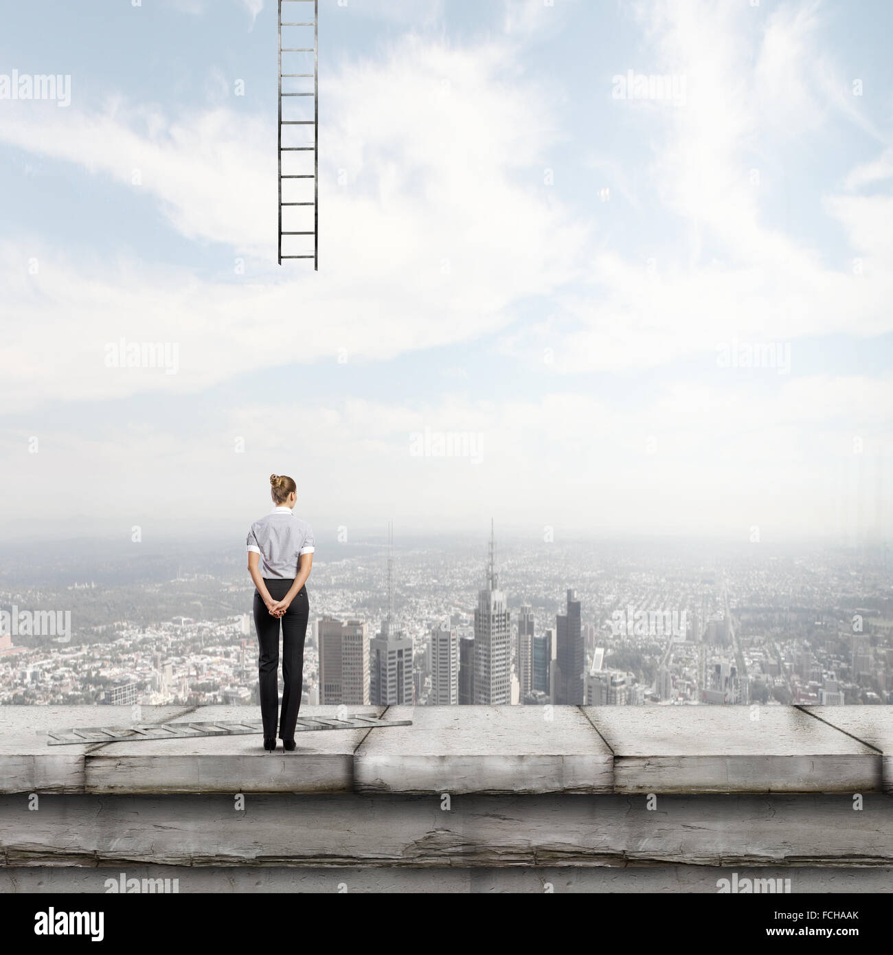 Broken ladder woman hi-res stock photography and images - Alamy