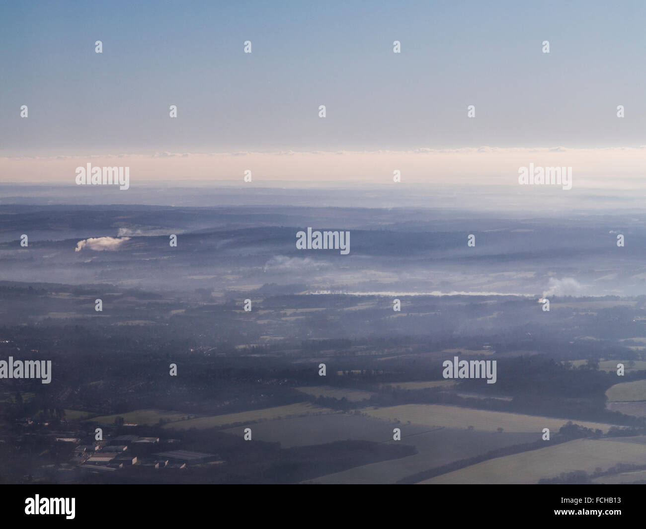 classic english countryside from high above the ground Stock Photo - Alamy