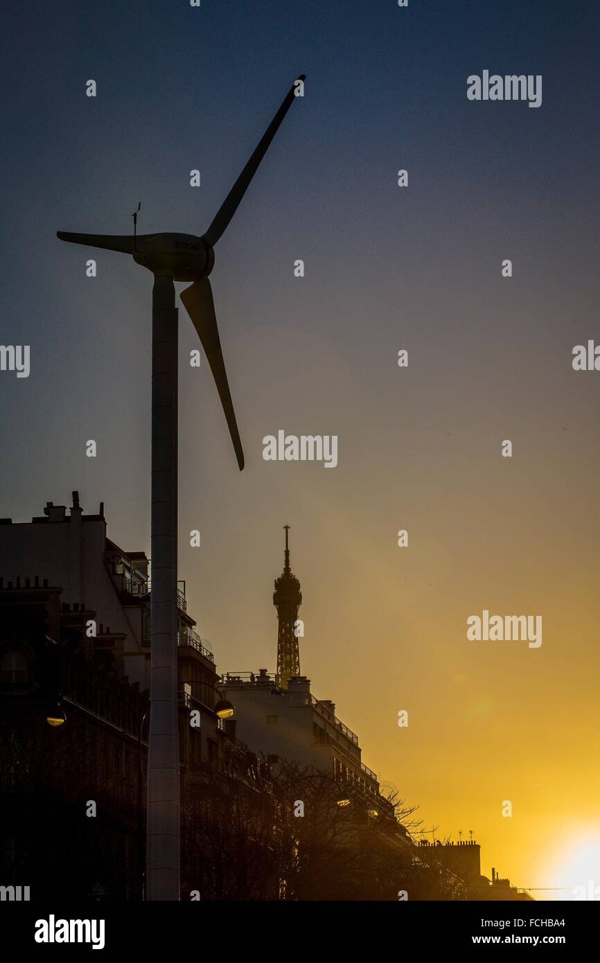 WIND TURBINE, CITY OF PARIS, ILE-DE-FRANCE, FRANCE Stock Photo - Alamy