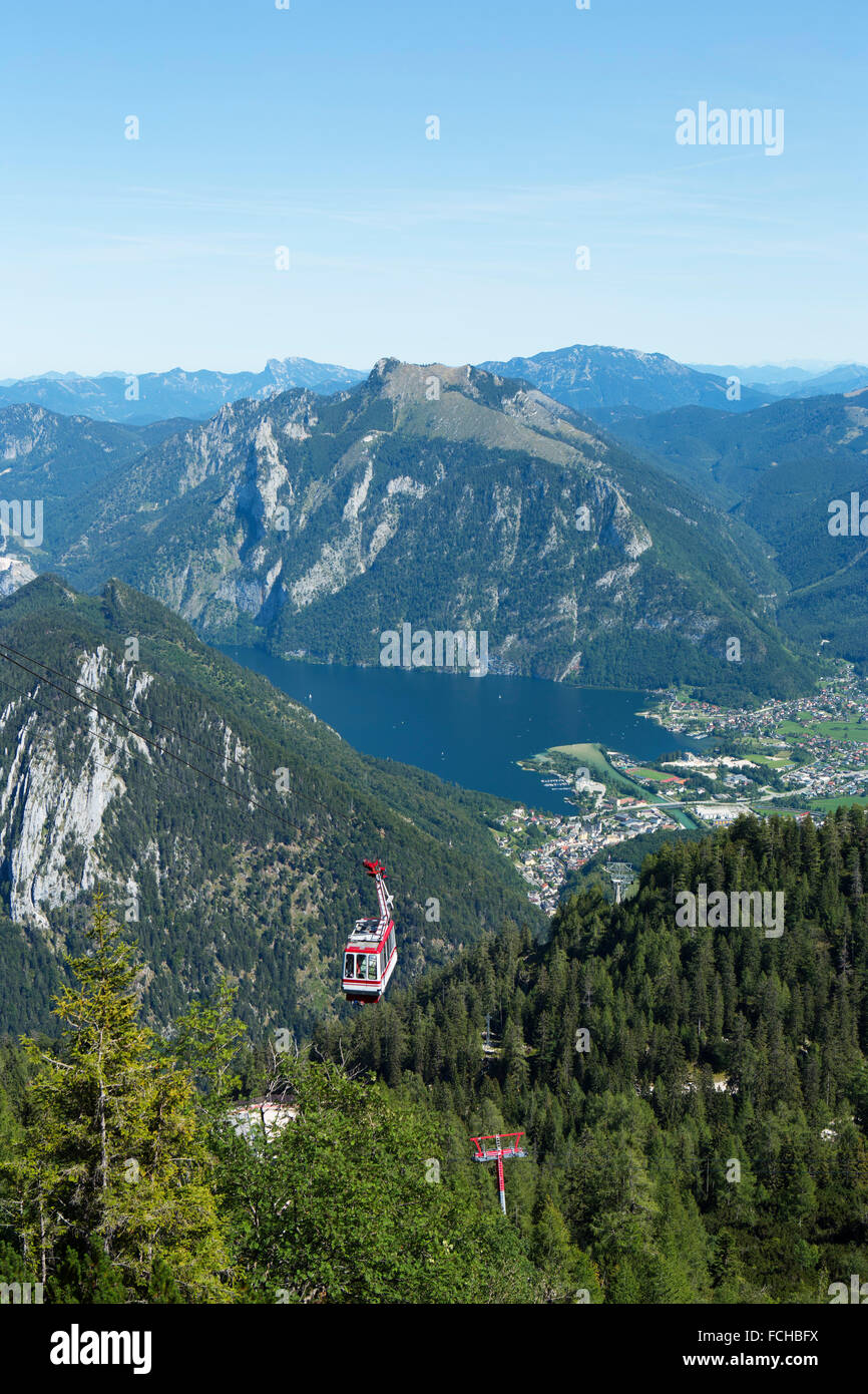 Austria Salzkammergut Feuerkogel cable car view of Traun lake and ...