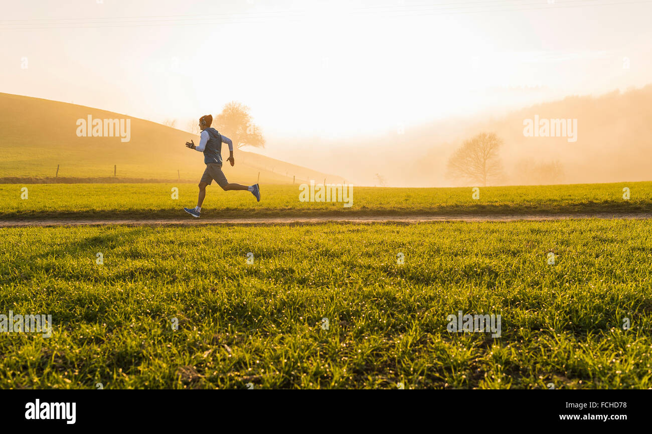 Young man jogging in the morning Stock Photo - Alamy