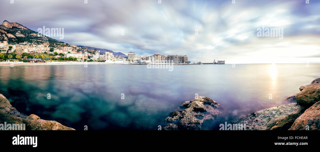 France Cap d'Ail Panorama of port Stock Photo - Alamy