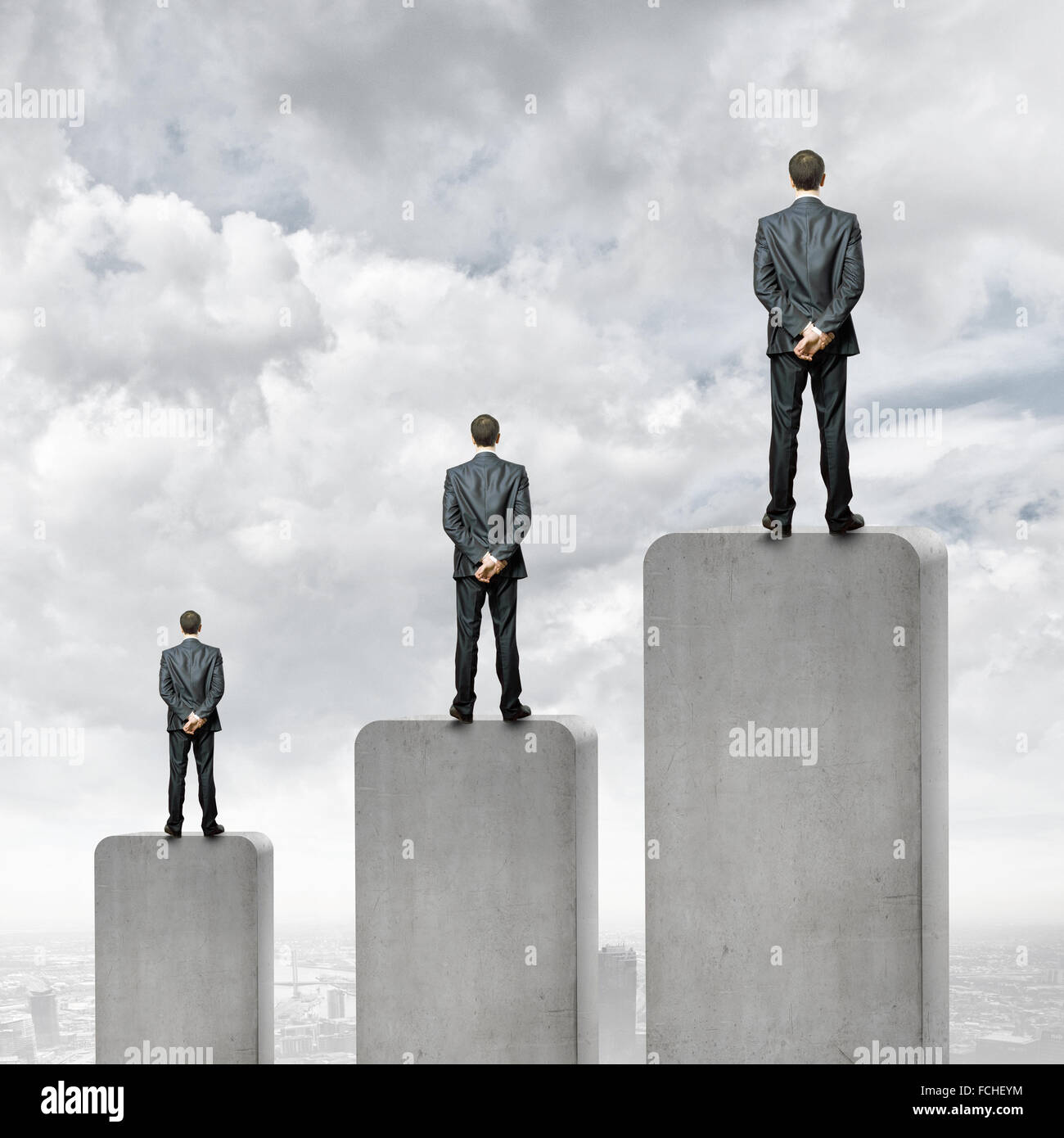 Businessman standing on top of graph bar Stock Photo - Alamy