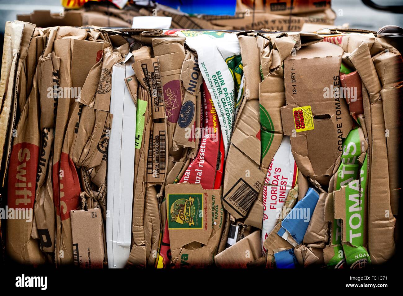 Compacted Cardboard Shipping Boxes, Sitting on Pallets, waiting to be ...