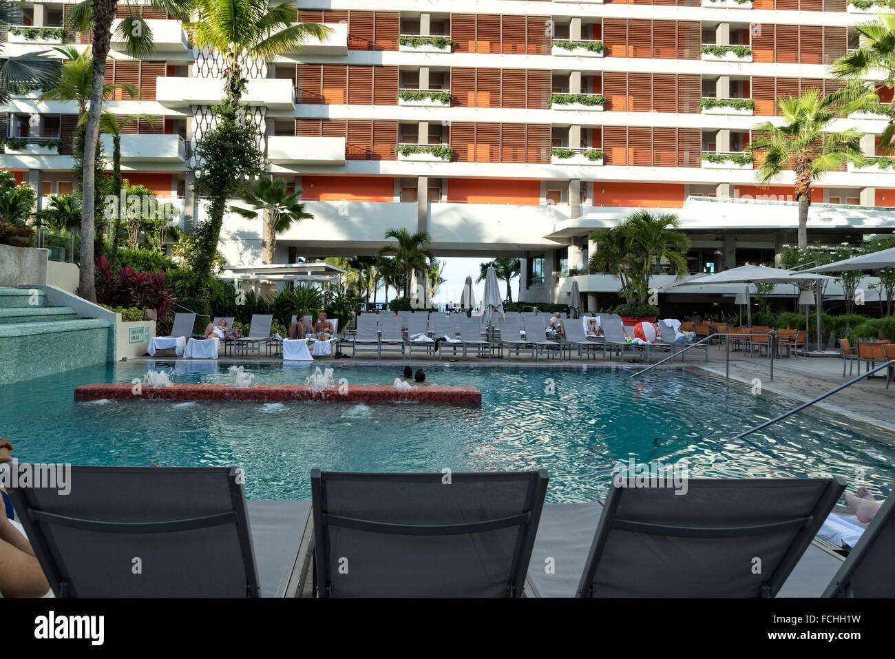 Pool Area, La Concha Hotel, Condado Area, San Juan, Puerto Rico Stock ...