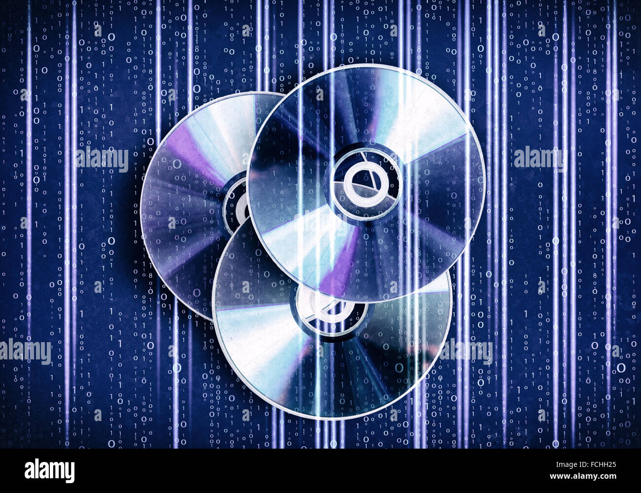 Conceptual image with CD disk and binary code Stock Photo - Alamy