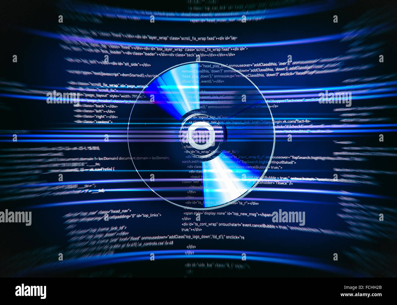 Conceptual image with CD disk and binary code Stock Photo - Alamy